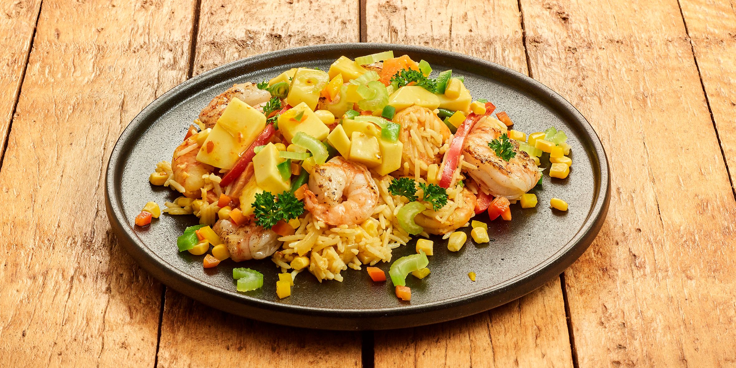 Rijstschotel met gamba's en mango | Uitgekookt